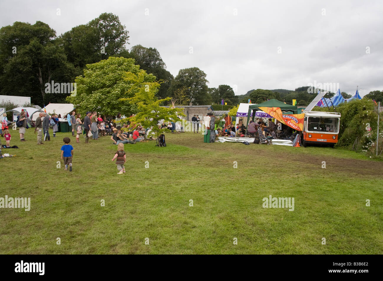 Solar powered stage at the Greenman festival 2008 Glanusk Park Brecon ...