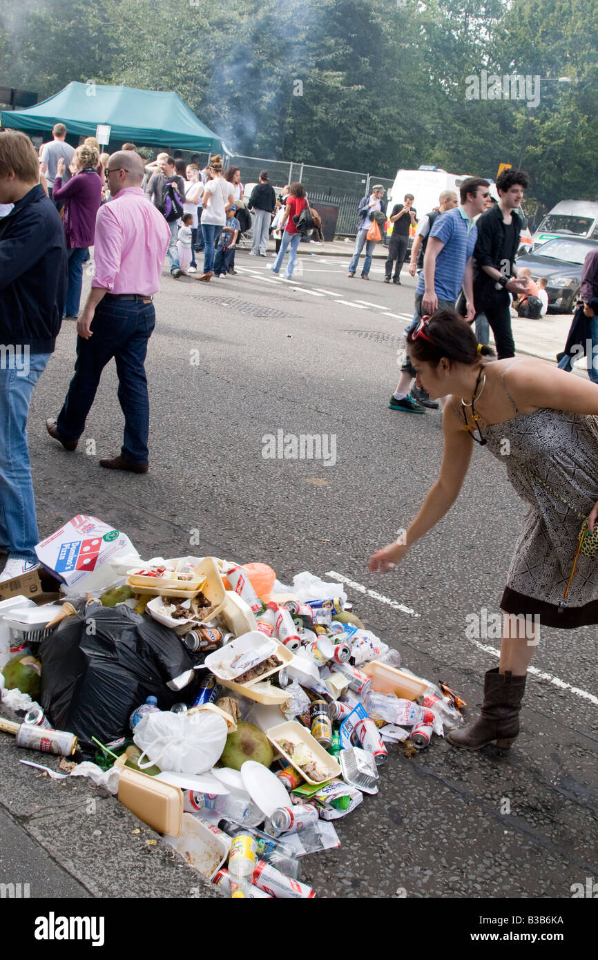 Notting Hill Carnival 2008 streets are relatively litter free people ...
