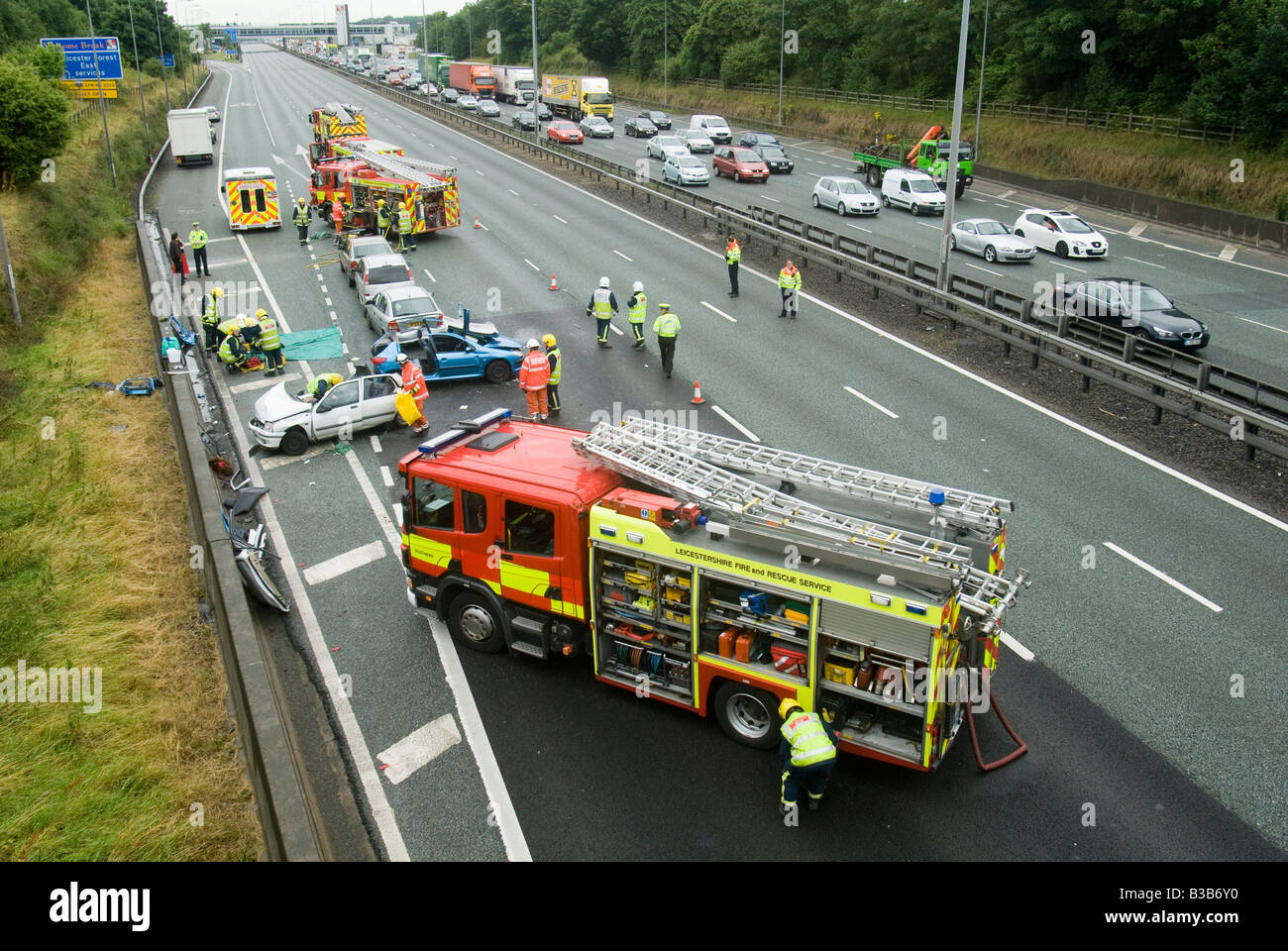 emergency services attending a nasty road traffic accident on a ...