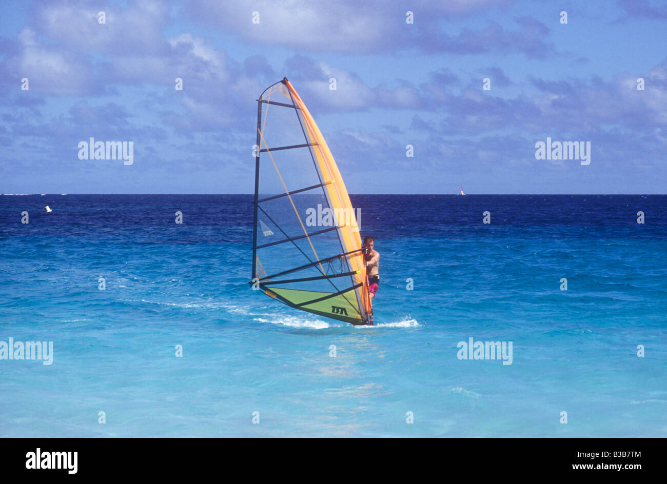 Windsurfing off St Martin Stock Photo - Alamy