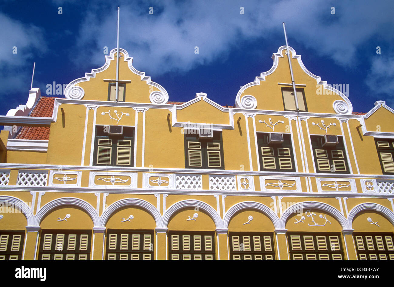Dutch colonial buildings on the waterfront at Willemstad, the capial of ...