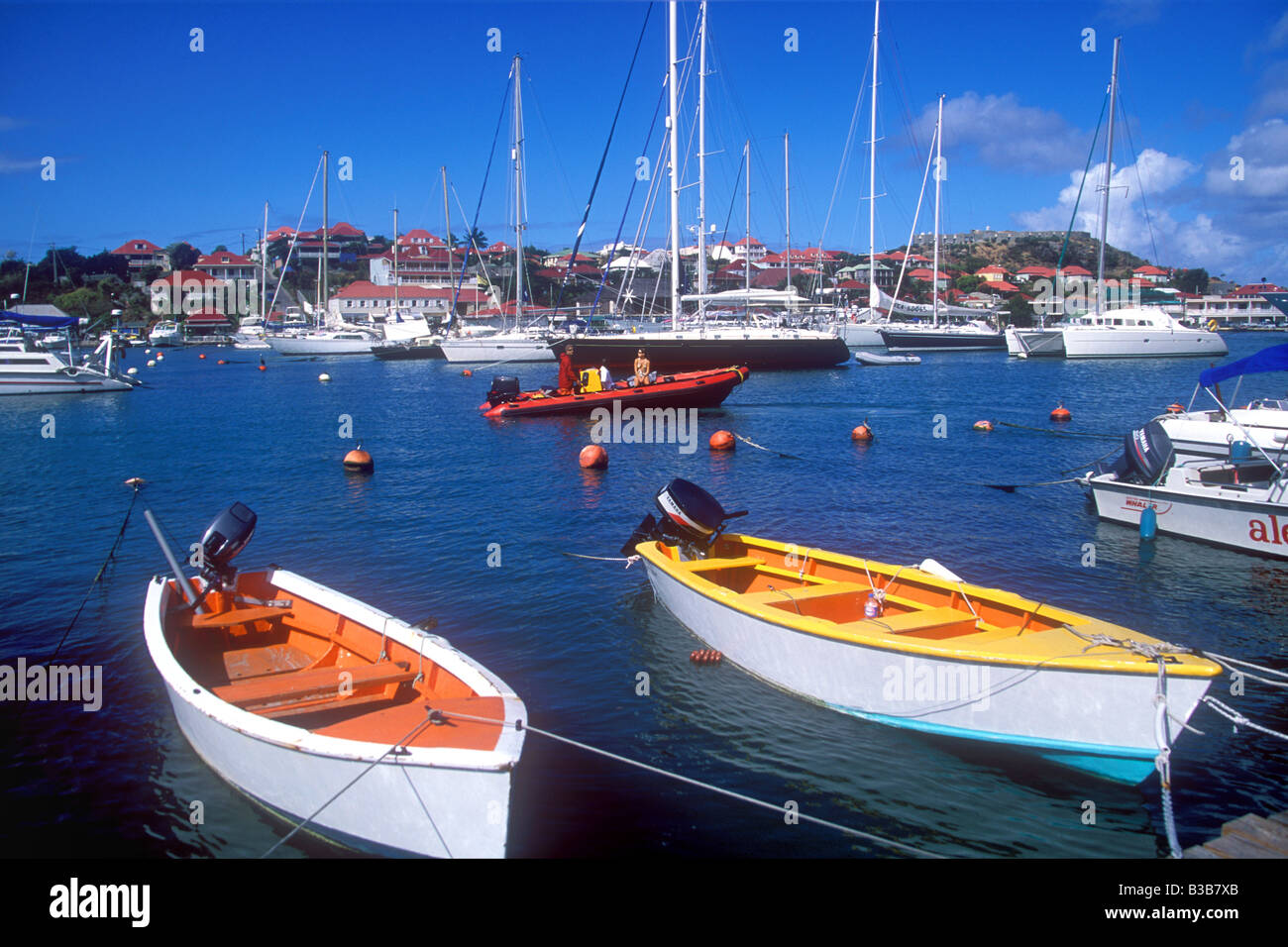 View of the harbour at Gustavia the capital St Barthelemy Stock Photo ...