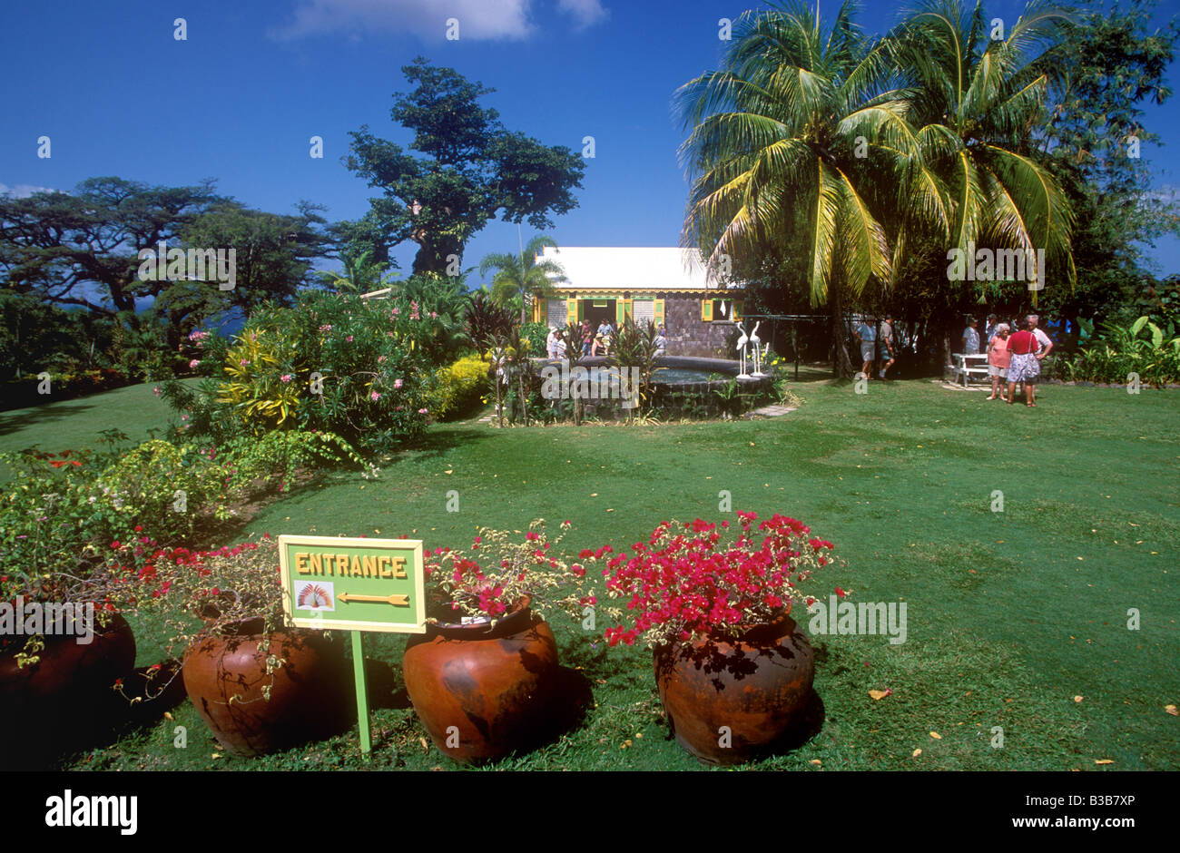 Caribelle Batik Studio situated in Romney Gardens on St Kitts Stock ...