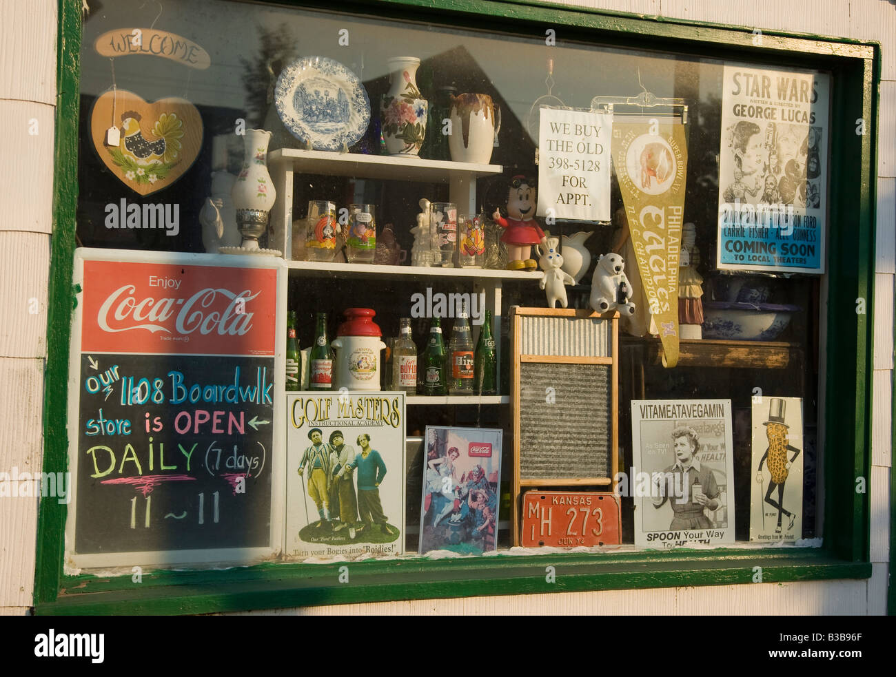 Nostalgic items in a storefront Stock Photo - Alamy