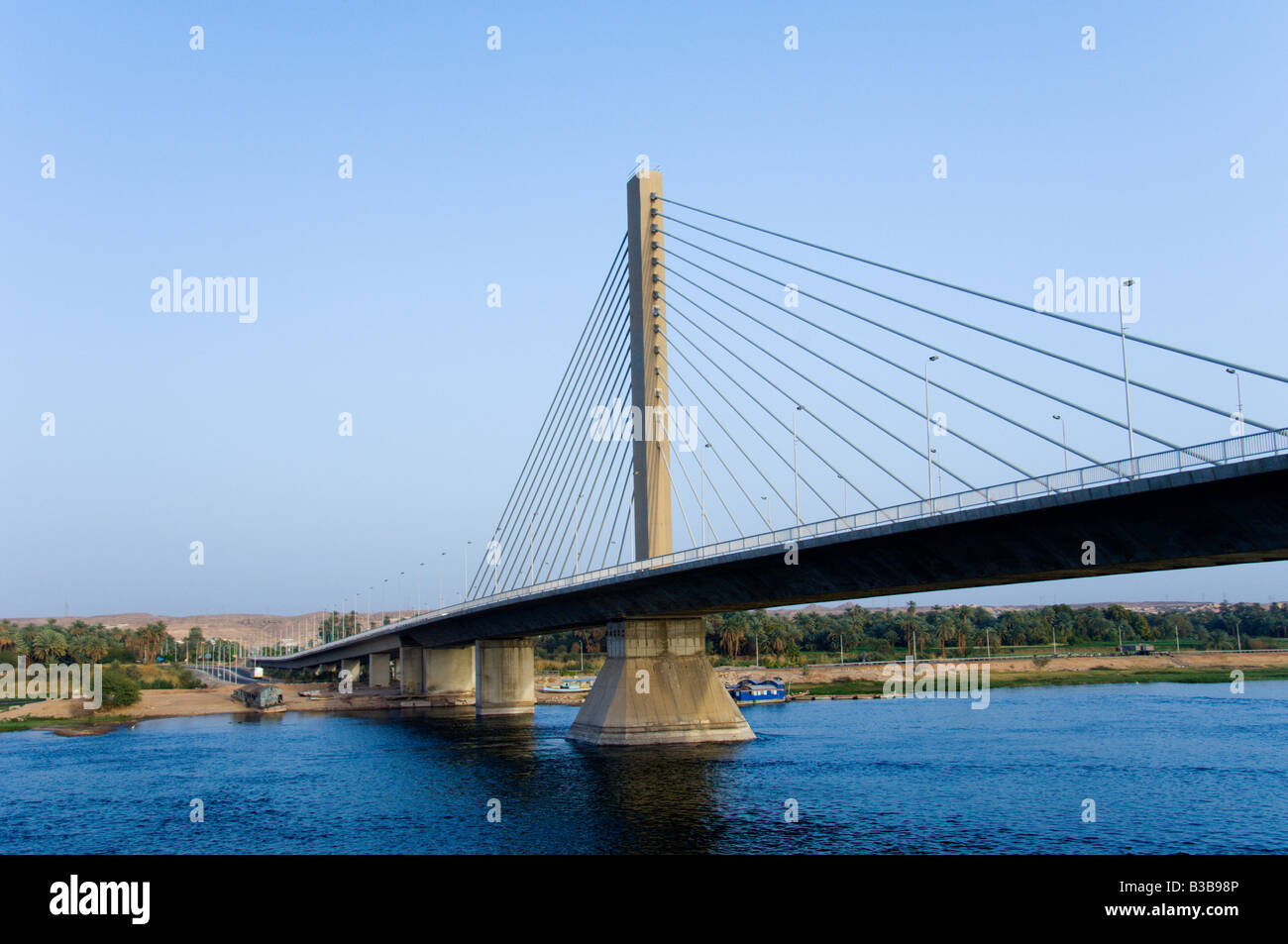 The New Aswan bridge over the Nile River Stock Photo - Alamy