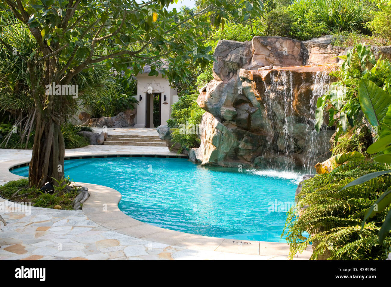 Swimming pool in luxury spa in Asia Stock Photo - Alamy