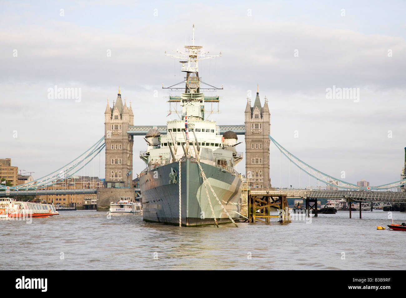 HMS Belfast and Tower Bridge London UK Stock Photo - Alamy