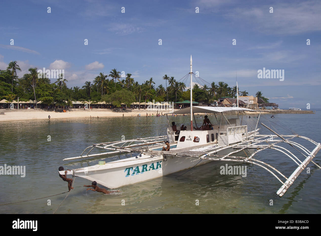Catamaran off Banyo Beach at Marigondon on Mactan Island Stock Photo ...