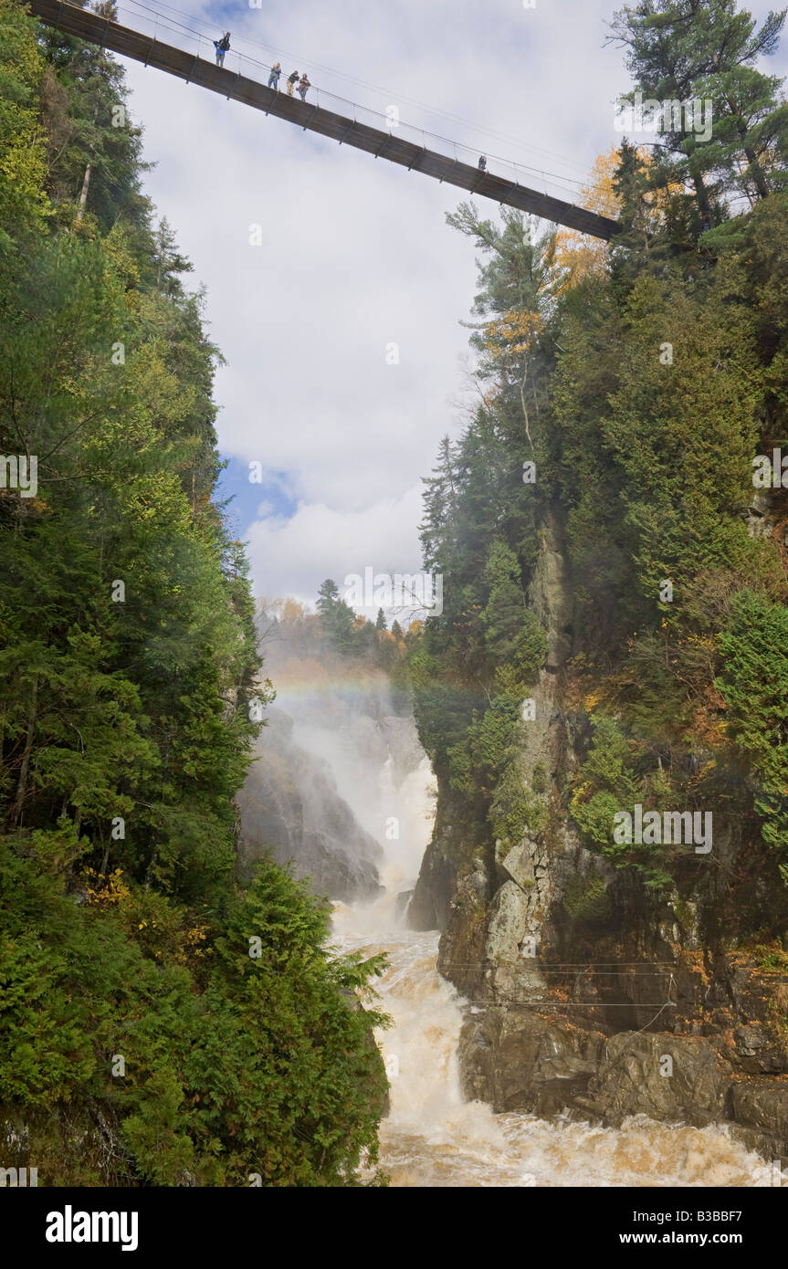 Footbridge over Canyon, Canyon Sainte-Anne, Quebec, Canada Stock Photo ...