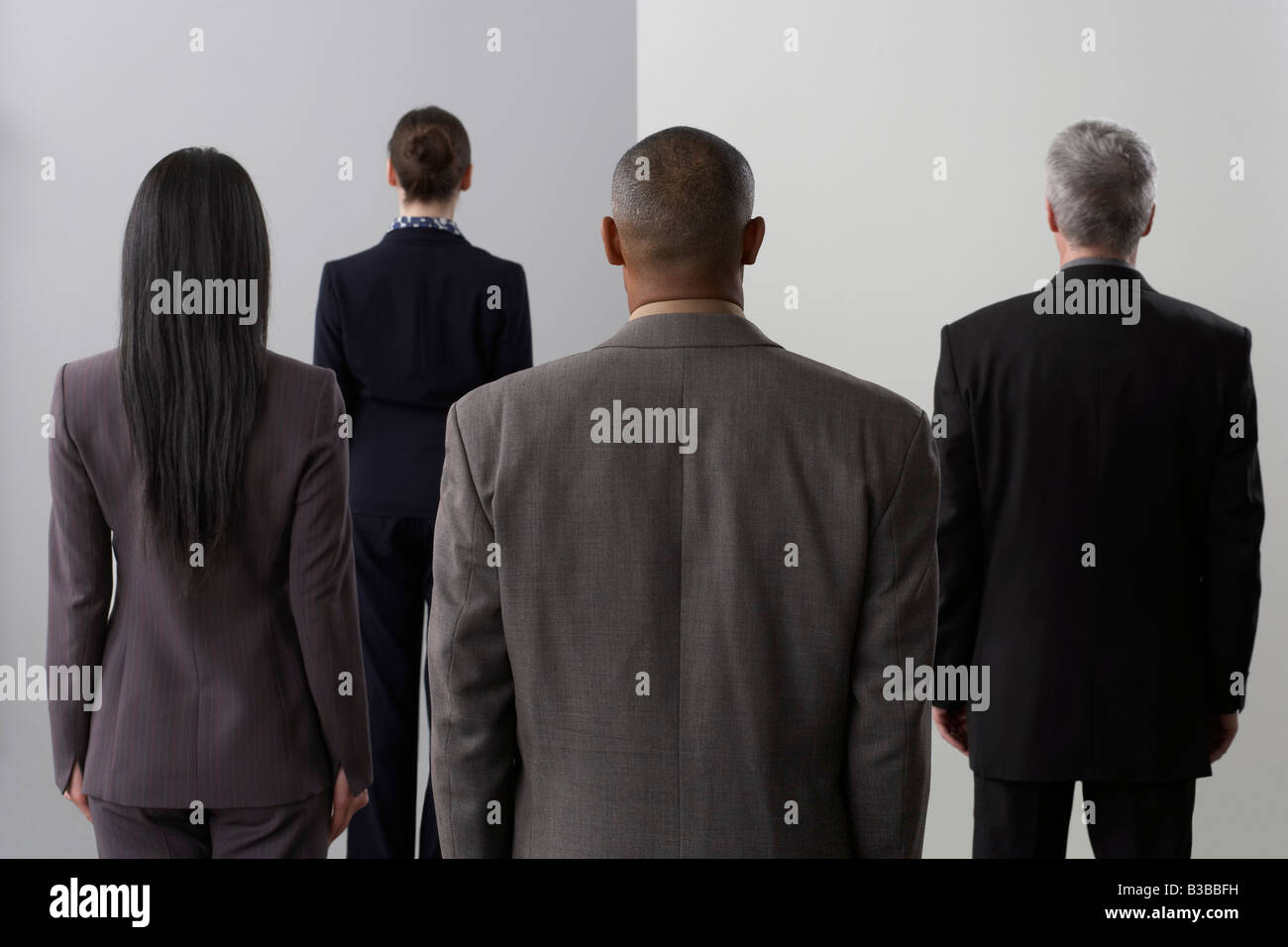 Woman man stand backs hi-res stock photography and images - Alamy