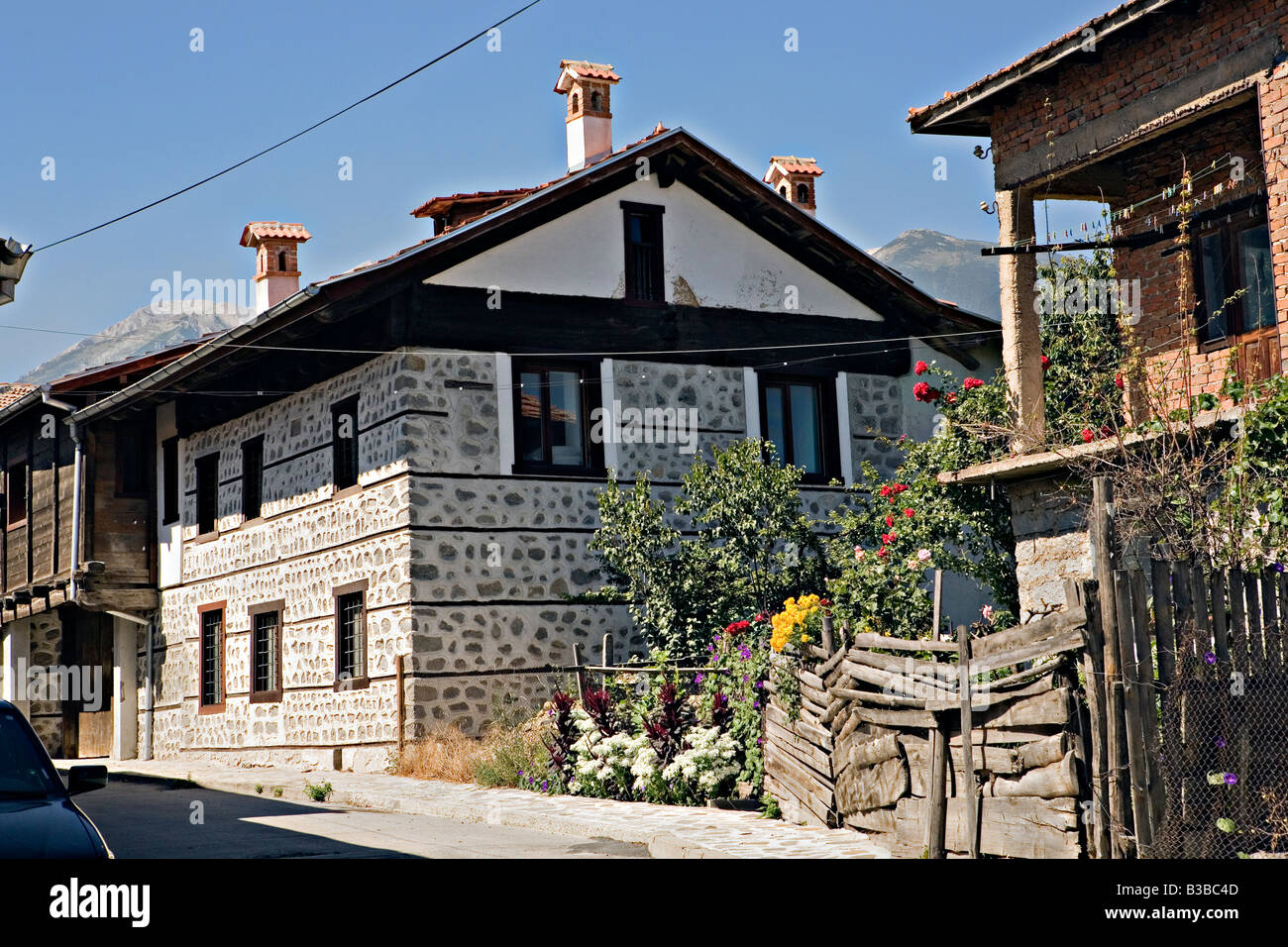 Traditional Bulgarian houses in Bansko city Bulgaria Stock Photo - Alamy