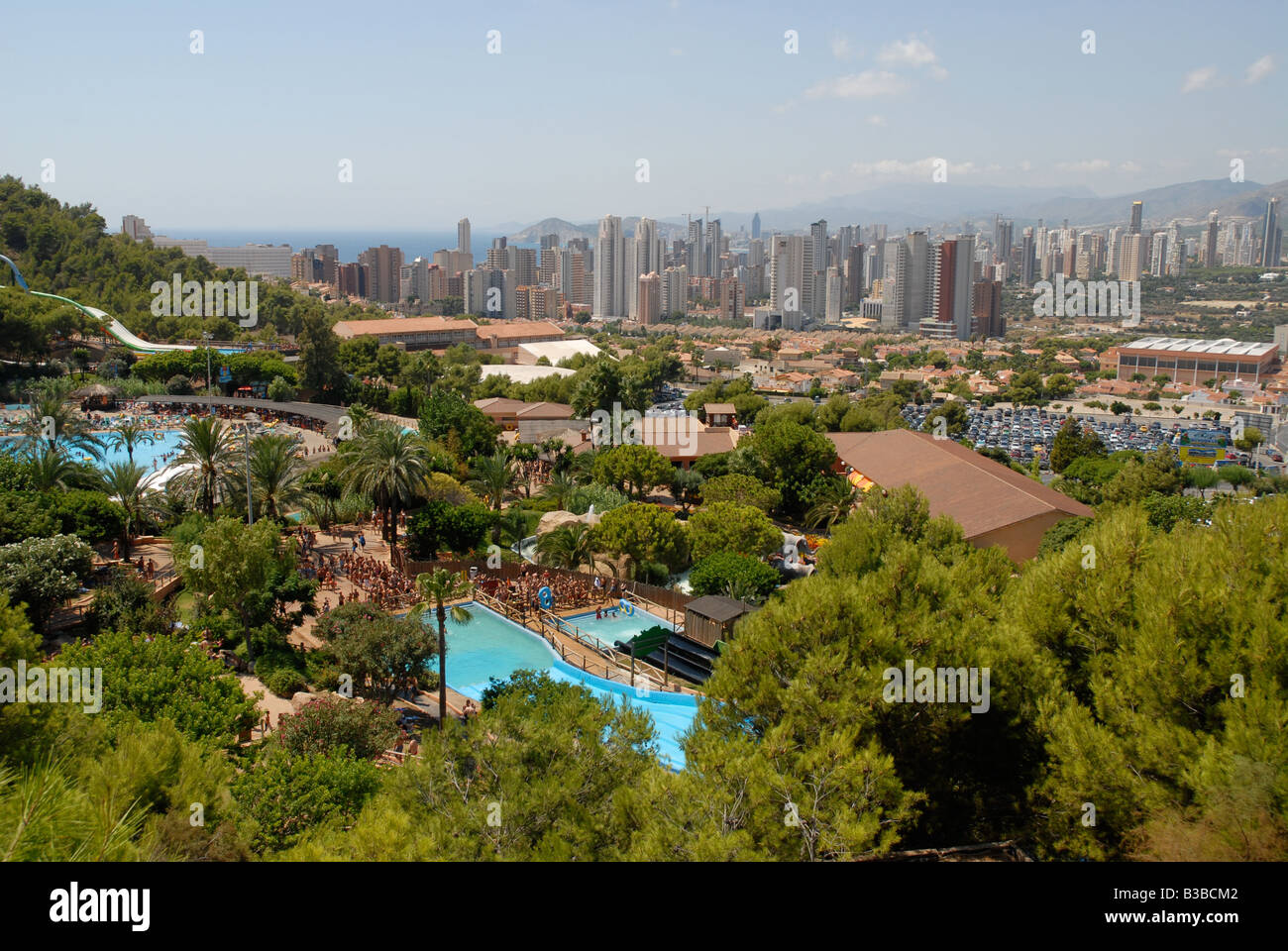 Aqualandia water park and Benidorm skyline from Mundomar, Benidorm ...