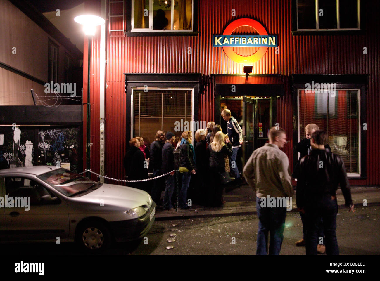 People outside of a bar, Reykjavik, Iceland Stock Photo - Alamy