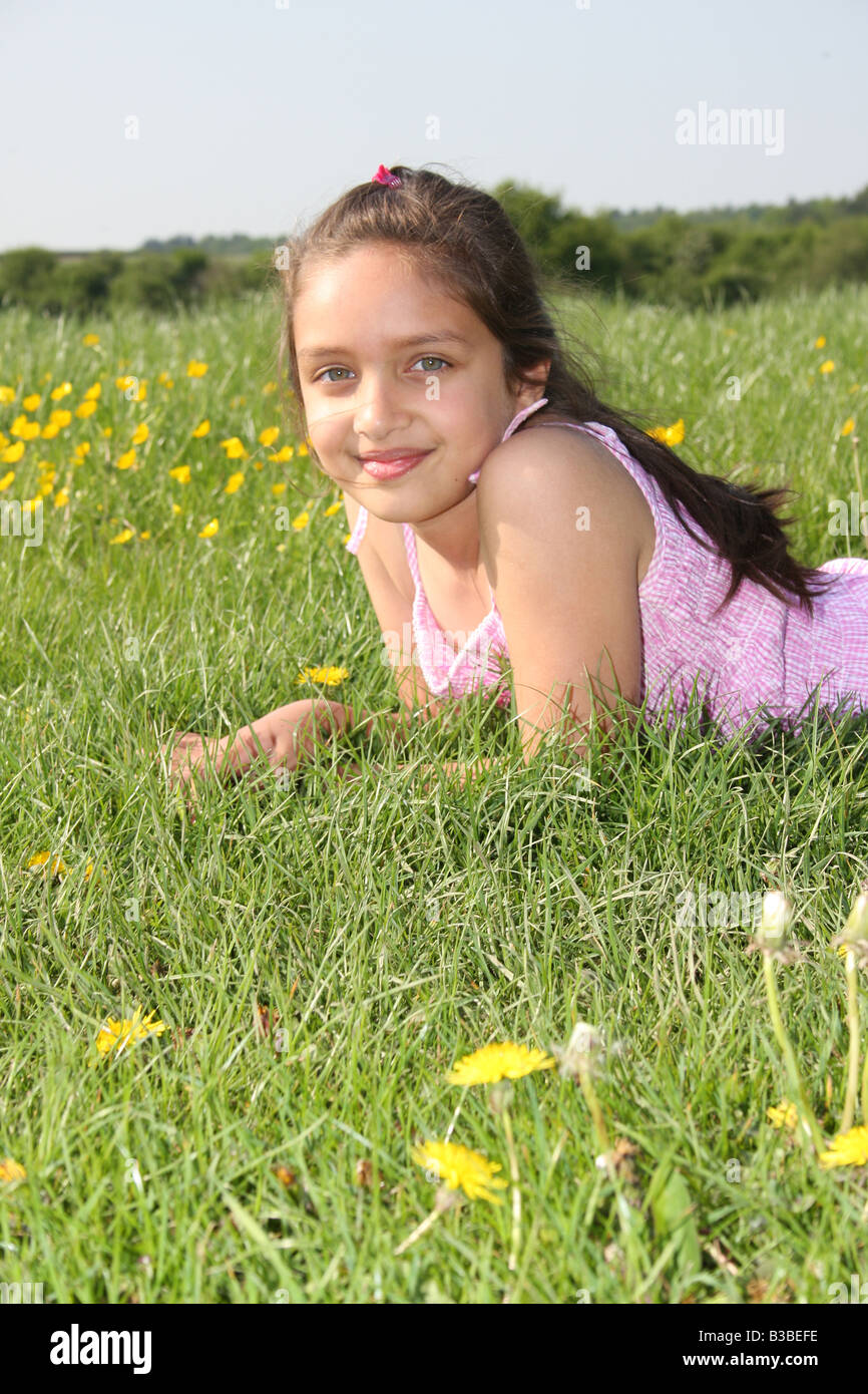 A location summer portrait of a young English girl Stock Photo - Alamy
