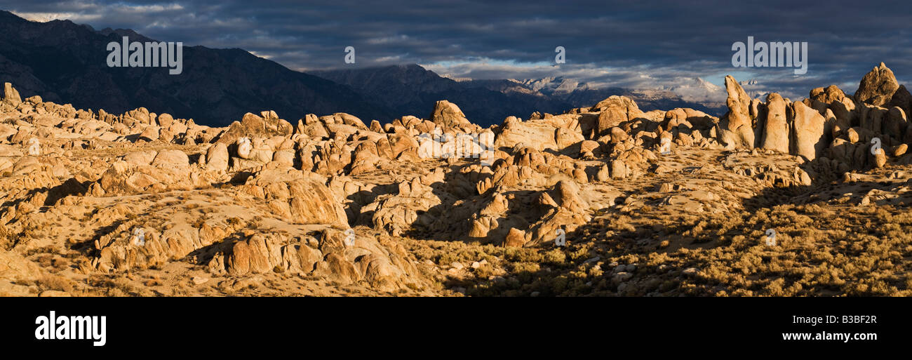 Granite rock formations of the Alabama Hills sit at the base of the ...