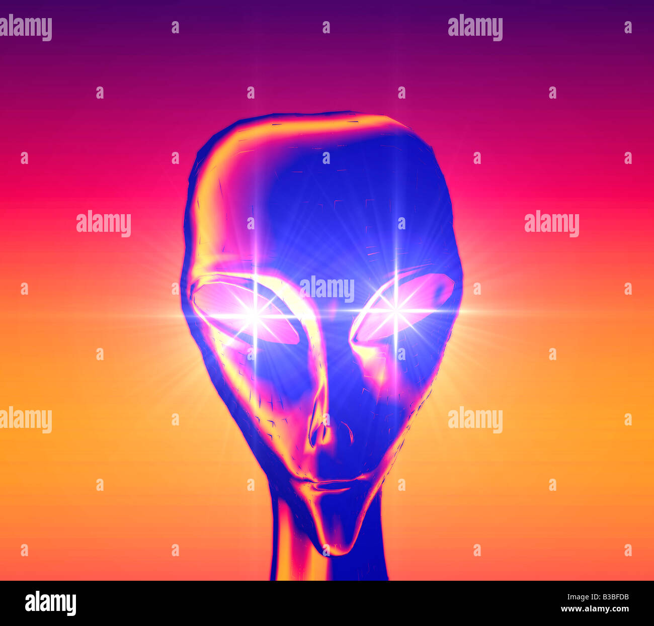 futuristic 3D computer generated bionic male alien head Stock Photo - Alamy