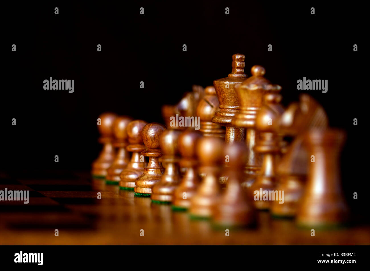Black chess pieces in starting positions Stock Photo - Alamy