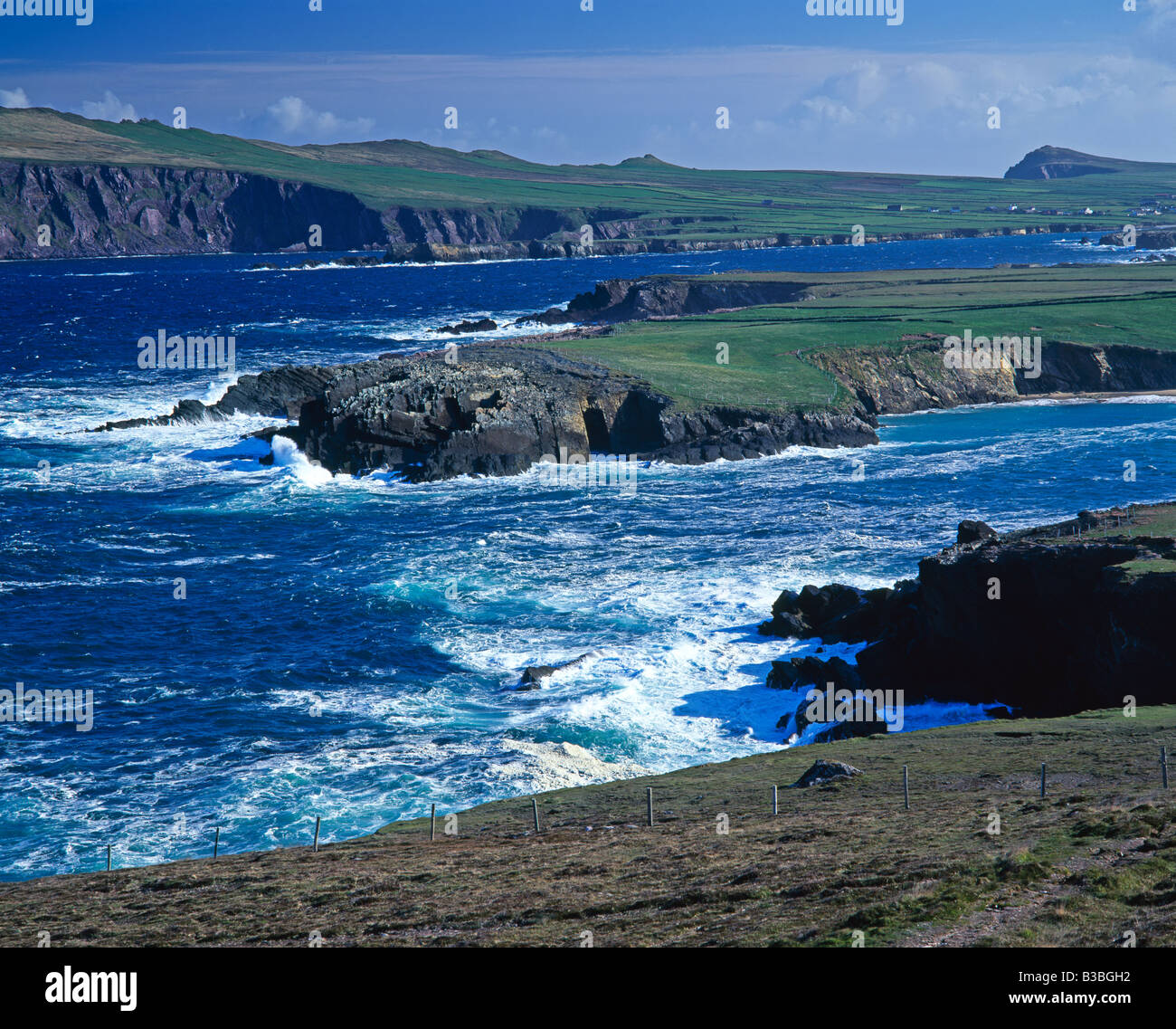 Ireland, County Kerry, Dingle Peninsula, Clogher beach and the Three ...