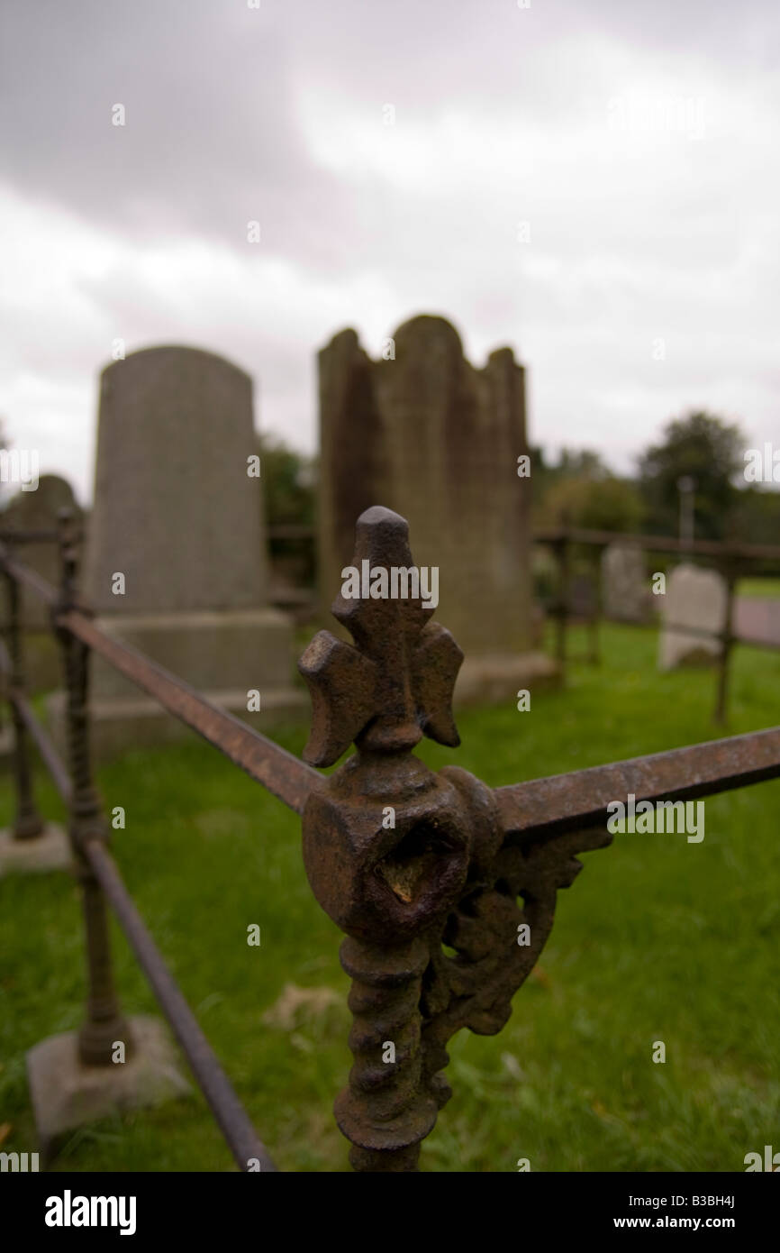 Detail of wrought iron surround on grave Stock Photo - Alamy