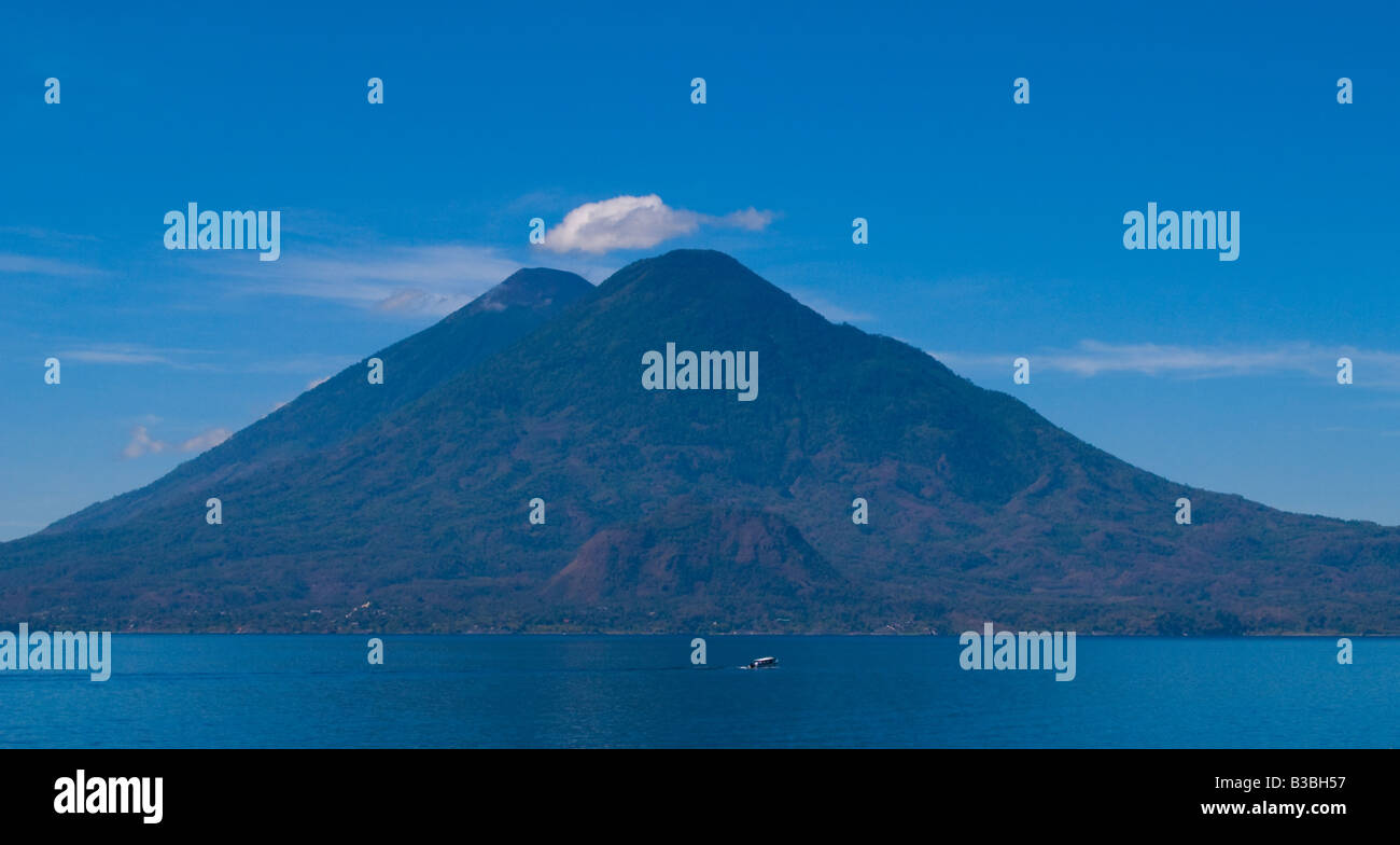 Volcano Tomiland and Volcano Atitlan, Lake Atitlan, Guatemala Stock ...