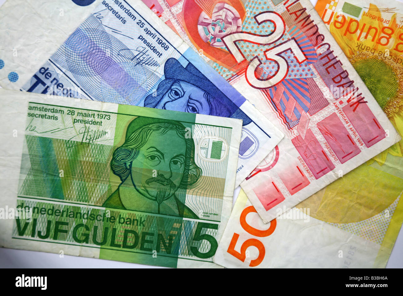 Banknotes of Holland Netherlands The guilder Dutch gulden Stock Photo ...