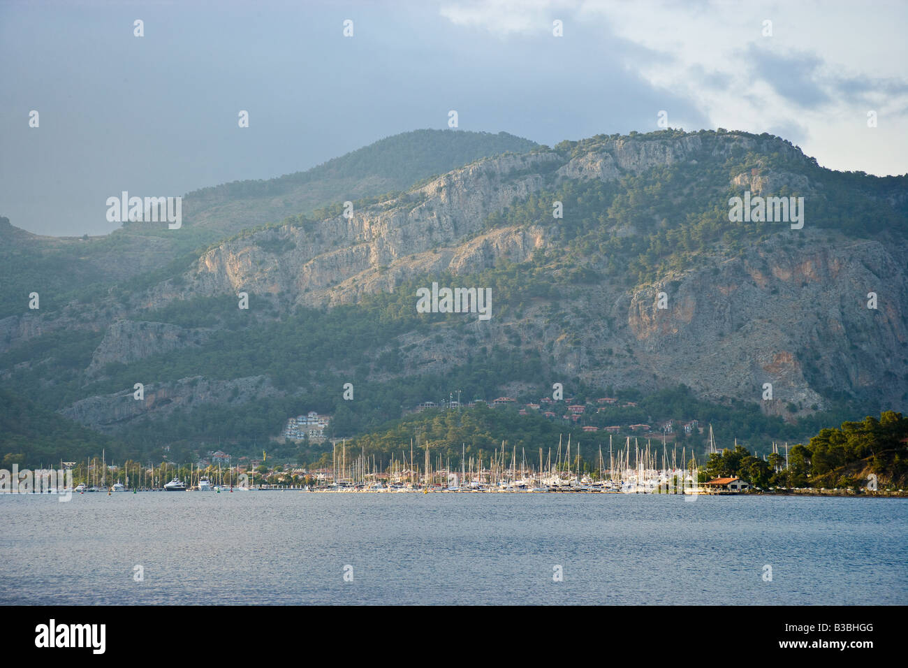 Sailboats moored in Gocek Fethiye bay Turkey Stock Photo - Alamy