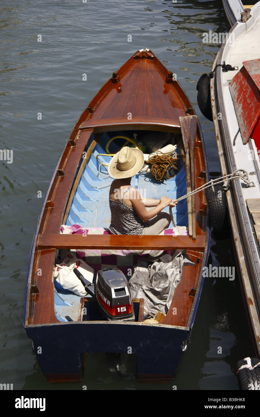 Woman in Boat Stock Photo - Alamy