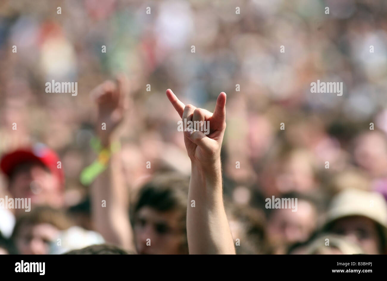 Hands in the crowd at the V Festival in Hylands Park Chelmsford Essex ...