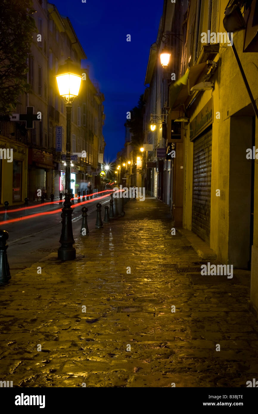 A nighttime street scene in Aix En Provence France Stock Photo - Alamy