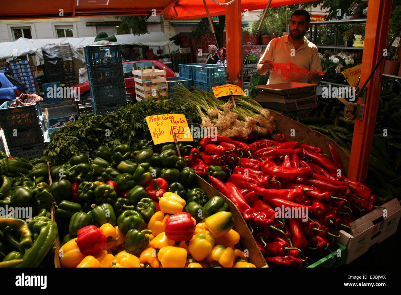 Turkish Market in Kreuzberg district in Berlin, Germany Stock Photo ...