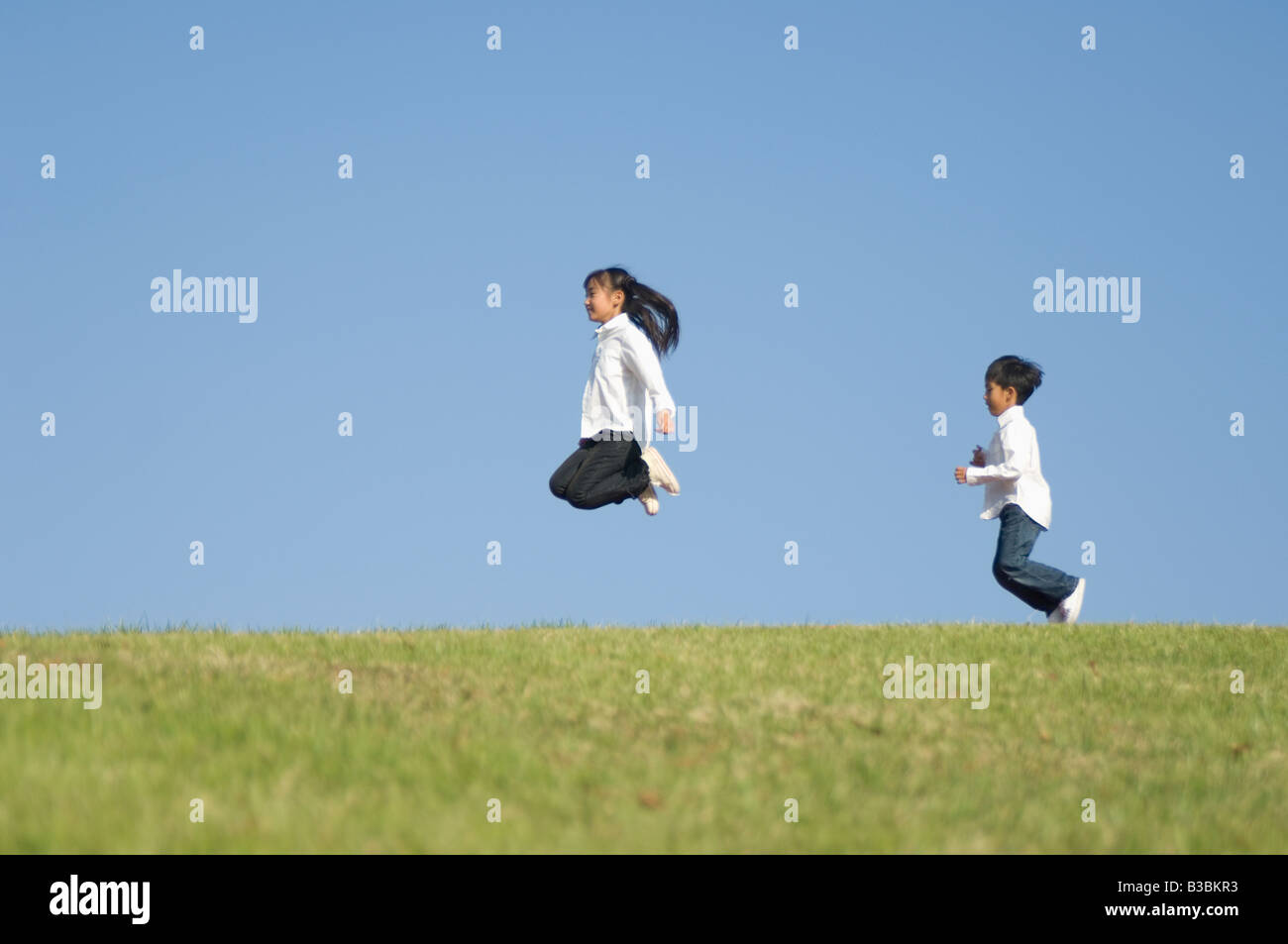 Two people girl boy japanese child children hi-res stock photography ...