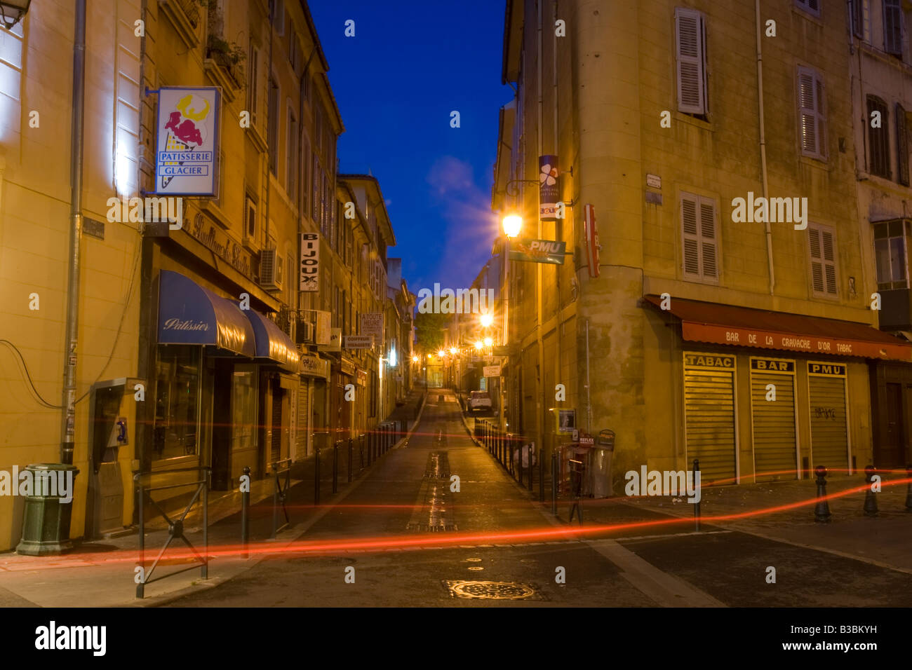 A nighttime street scene in Aix En Provence France Stock Photo - Alamy
