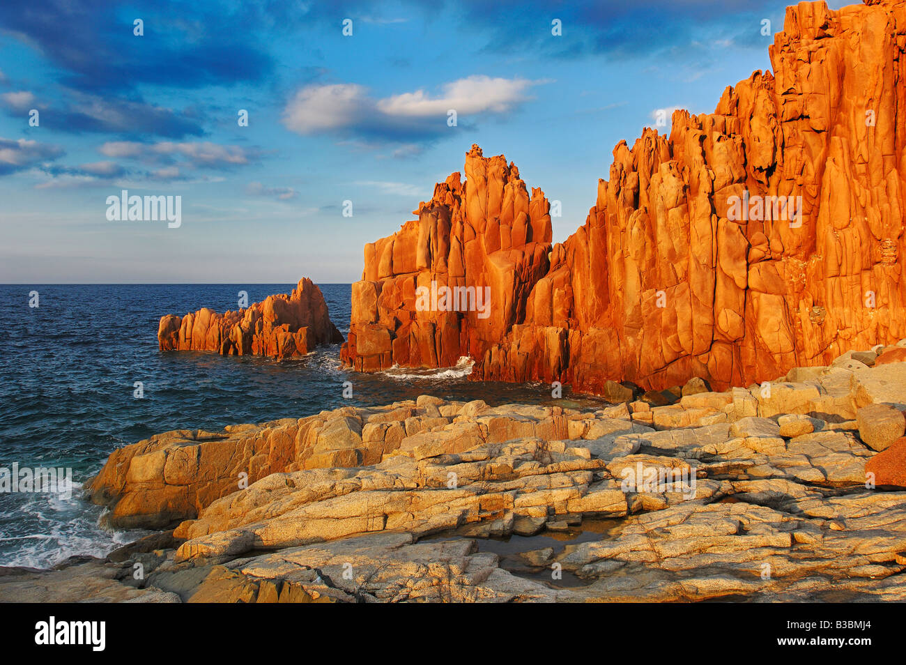 Beach of Rocce Rosse at evening light Arbatax Tortolì Sardinia Italy ...