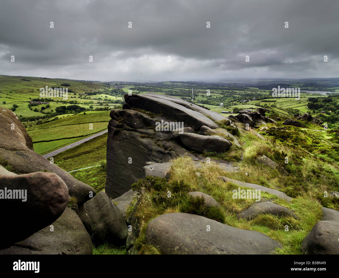 Overview of Pastures in Peak District, England Stock Photo - Alamy