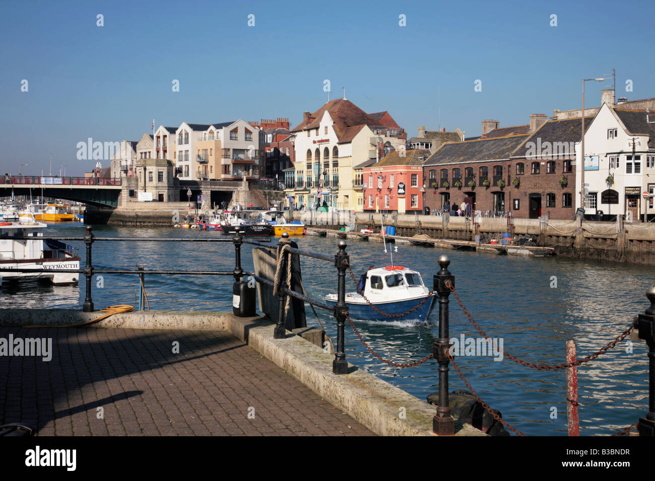 Harbourside view in the south coast seaside resort of Weymouth Stock ...