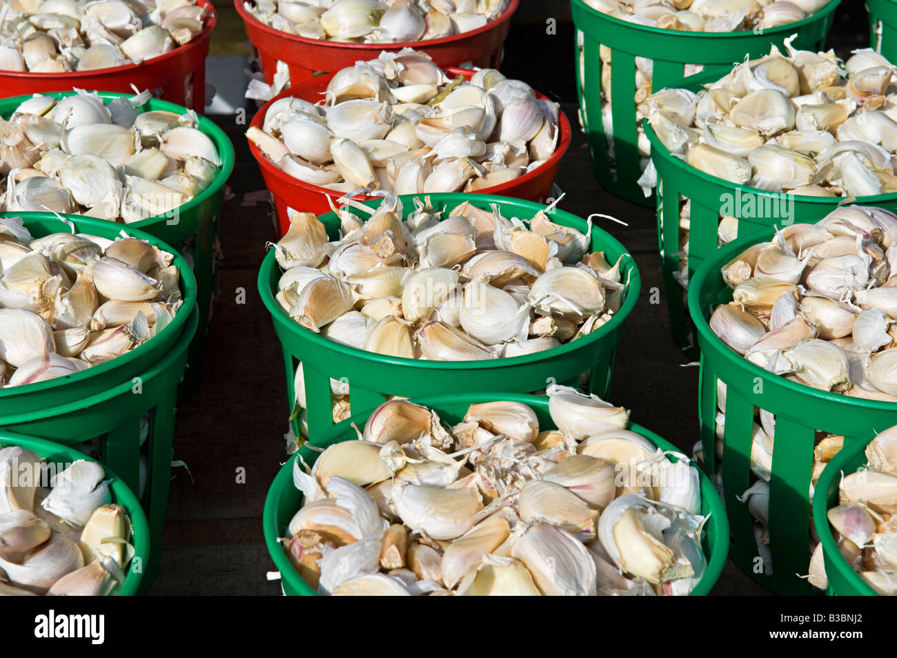 Containers of Garlic for Sale Stock Photo - Alamy