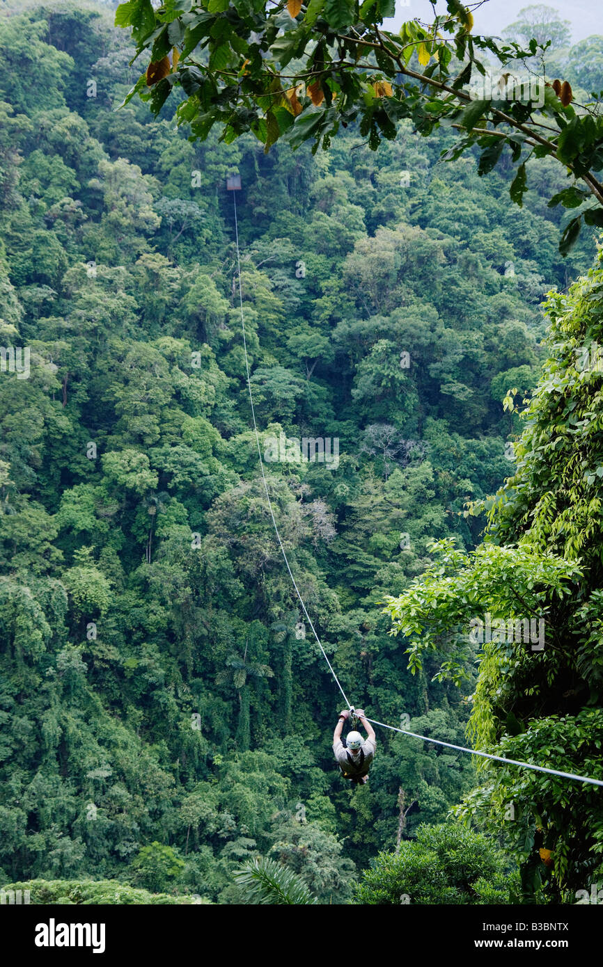 Tourist Descending on Zip Line, Costa Rica Stock Photo - Alamy