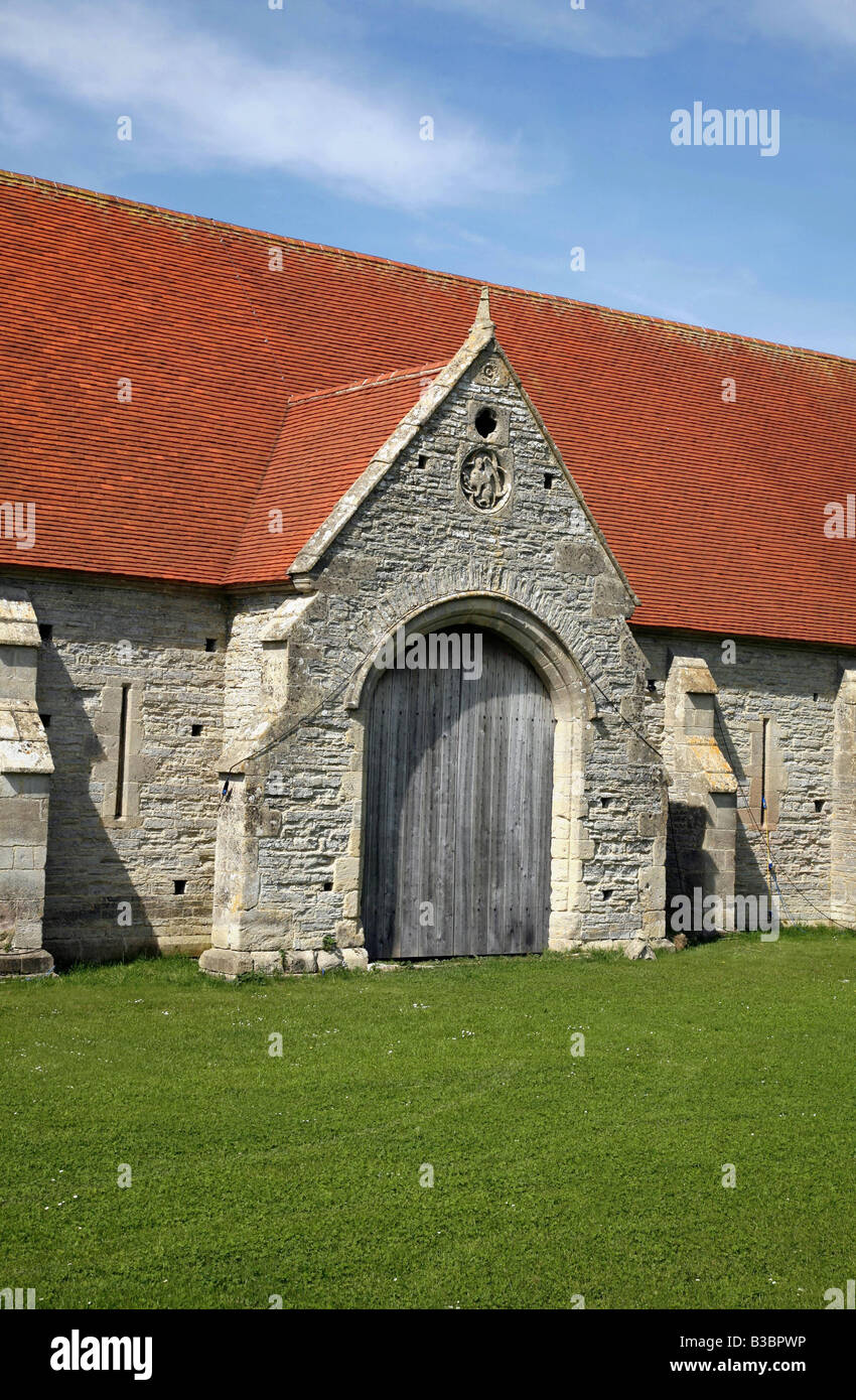 Somerset Pilton Tithe Barn on Worthy Farm at Pilton, the historic stone ...