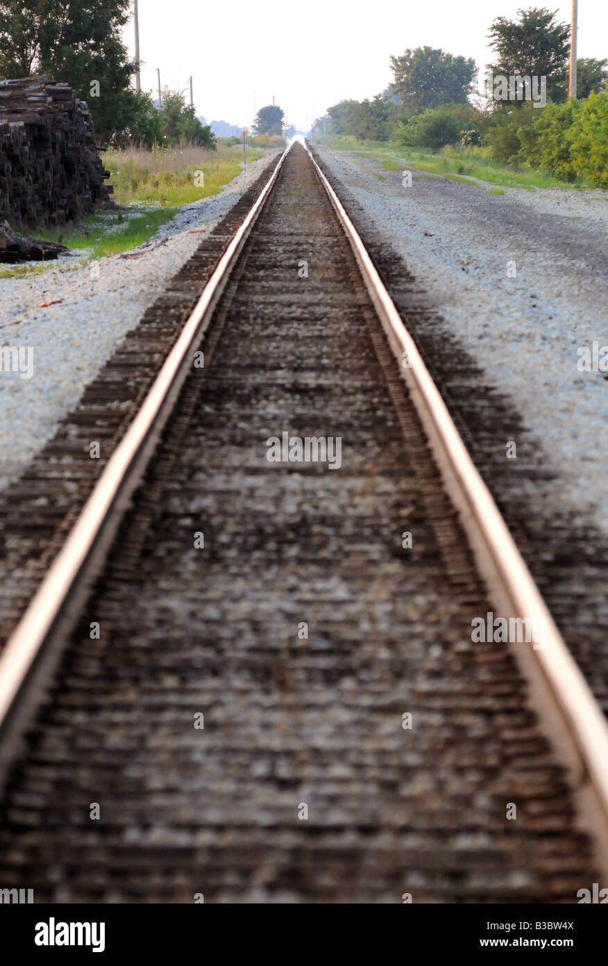 Rural railroad tracks for passenger and freight trains, rail travel ...