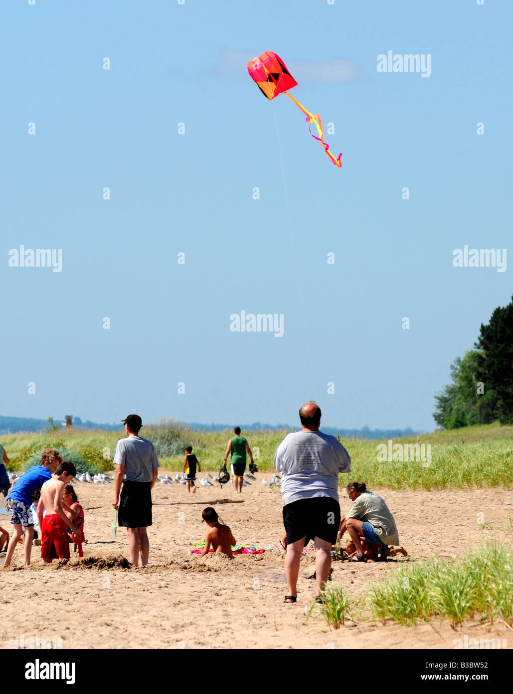 Flying a kite on a beach or seashore Stock Photo - Alamy