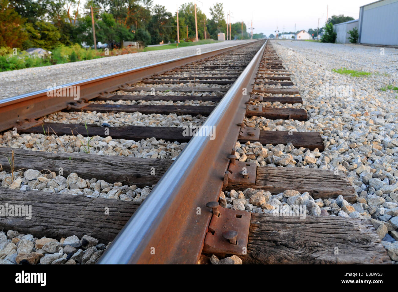 Rural railroad tracks for passenger and freight trains, rail travel ...