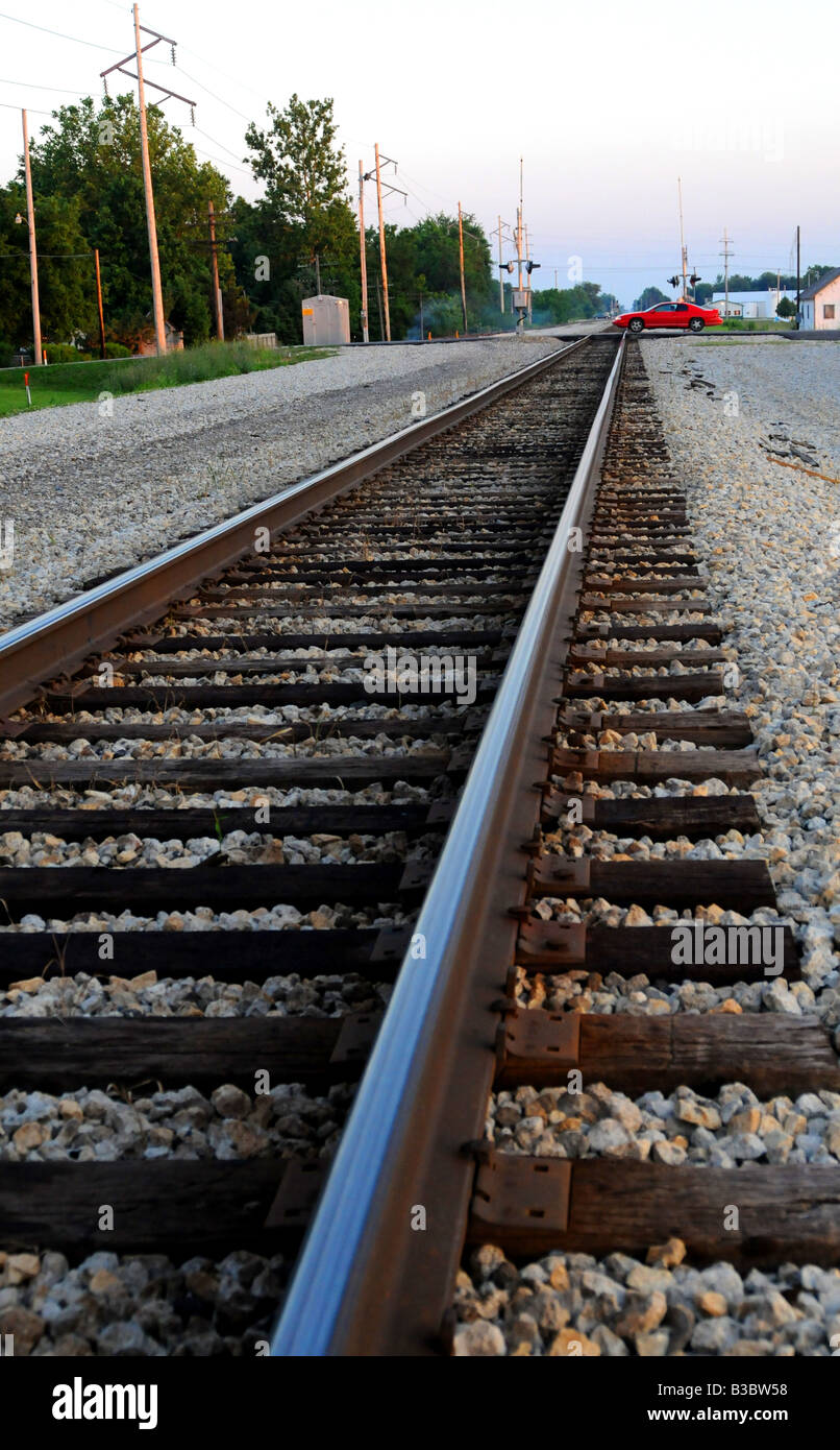Rural railroad tracks for passenger and freight trains, rail travel ...