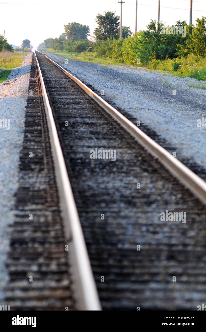 Rural railroad tracks for passenger and freight trains, rail travel ...