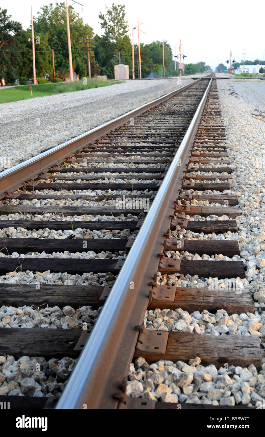 Railroad tracks in a small rural town Stock Photo - Alamy