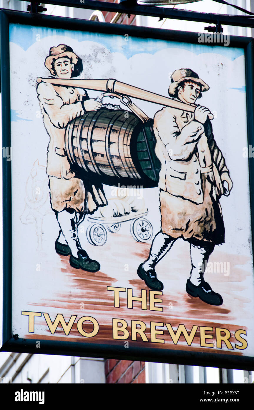 The Two Brewers Pub sign, London, England Stock Photo - Alamy