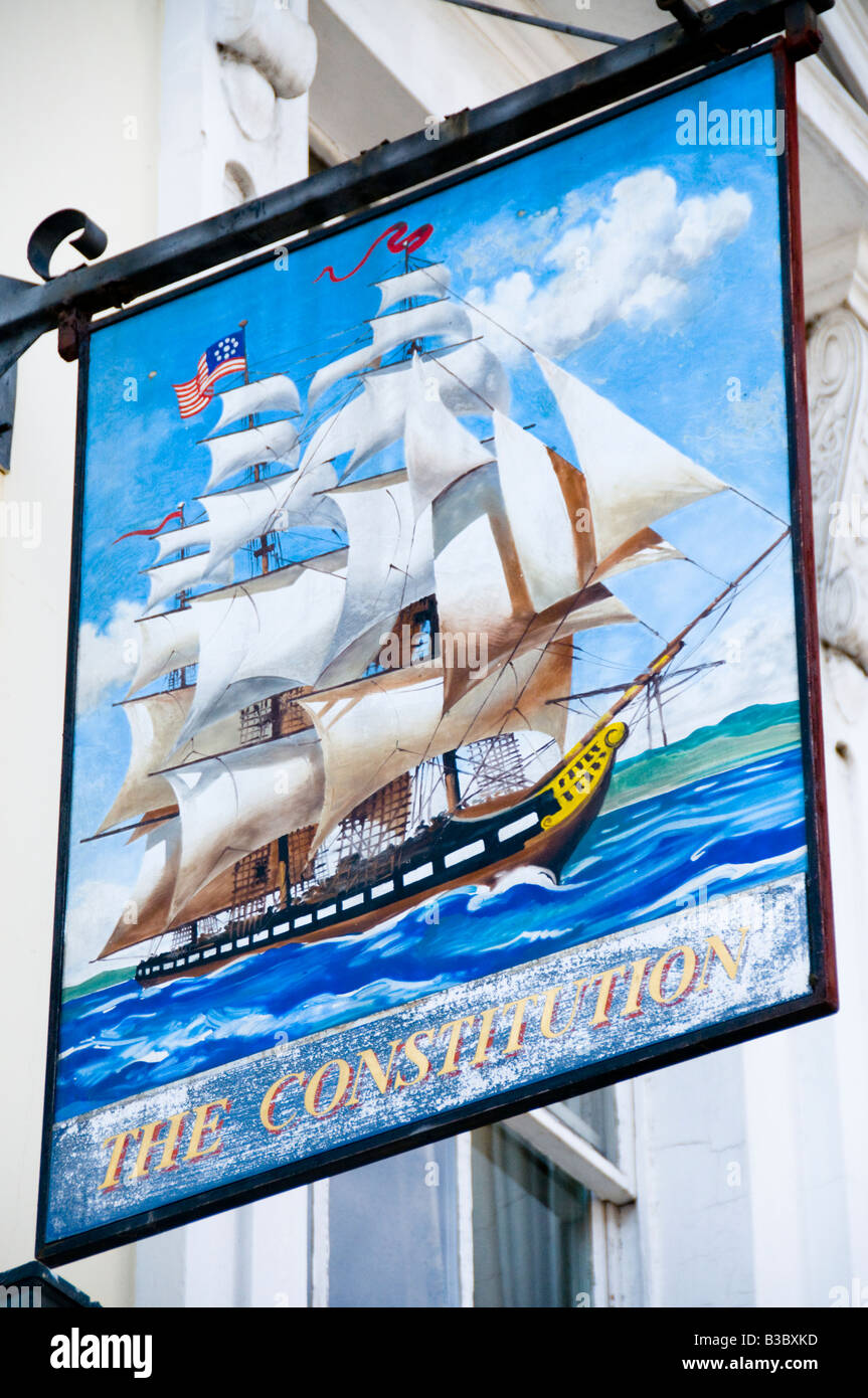 The Constitution Pub sign, London, England Stock Photo - Alamy