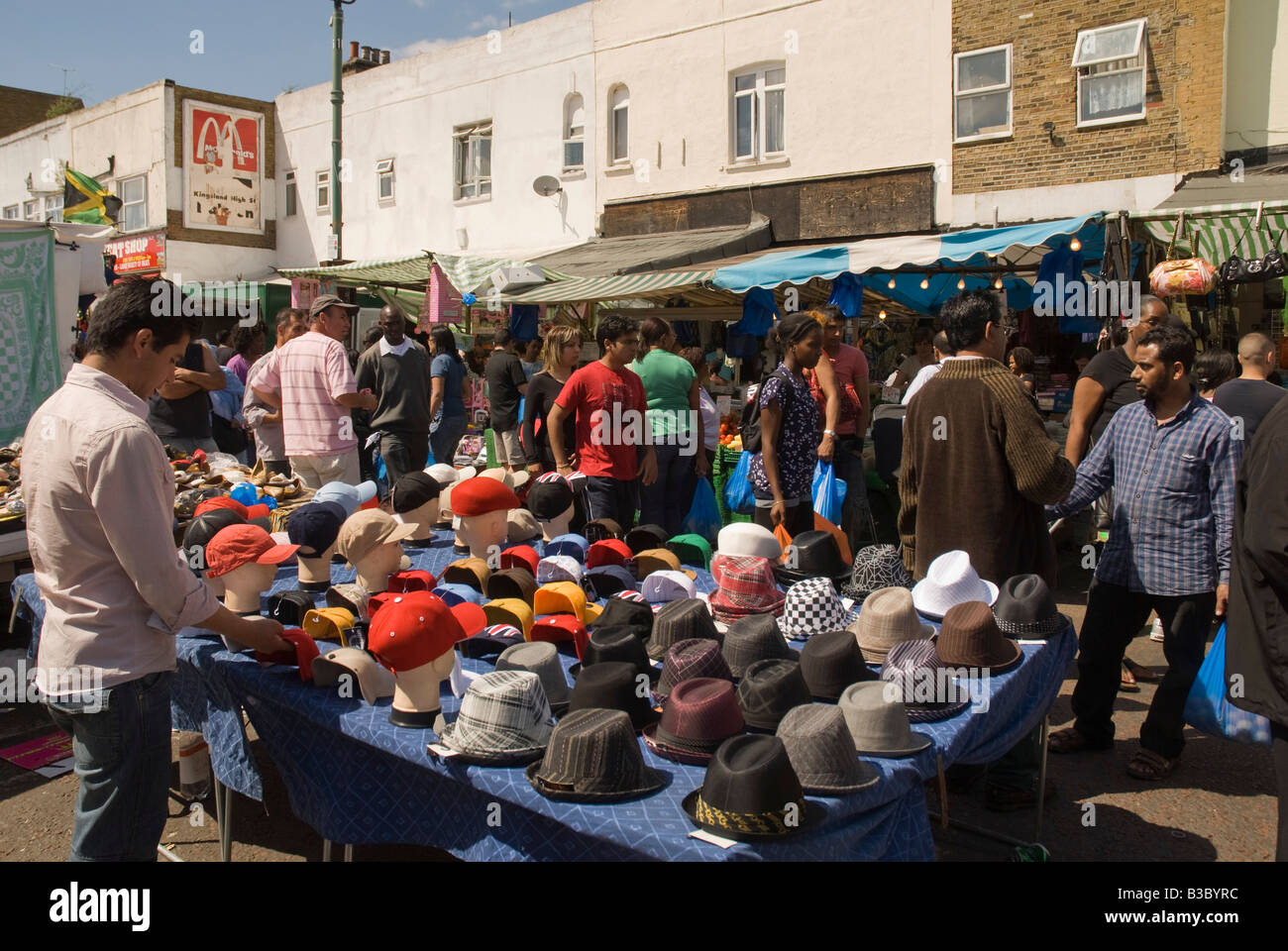 A hat stall Ridley road market Hackney Dalston London Stock Photo - Alamy