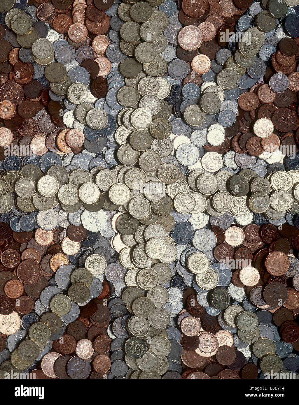 British coins in shape of Union Jack Stock Photo - Alamy