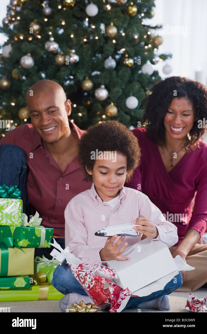 Father opening toy son mother hi-res stock photography and images - Alamy