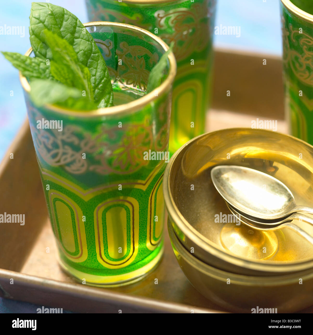 Mint tea on a tray Stock Photo - Alamy
